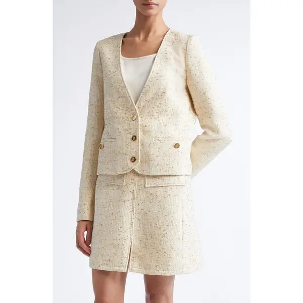 Giambattista Valli V-neck Tweed Crop Jacket