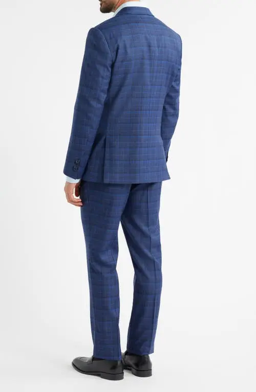 DANIEL HECHTER Blue Plaid Wool Blend Suit