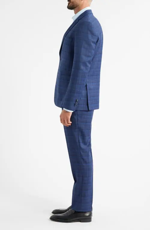DANIEL HECHTER Blue Plaid Wool Blend Suit