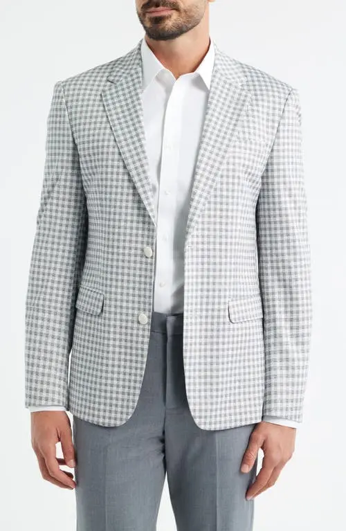 DANIEL HECHTER Modern Fit Gingham Check Stretch Sport Coat - Grey