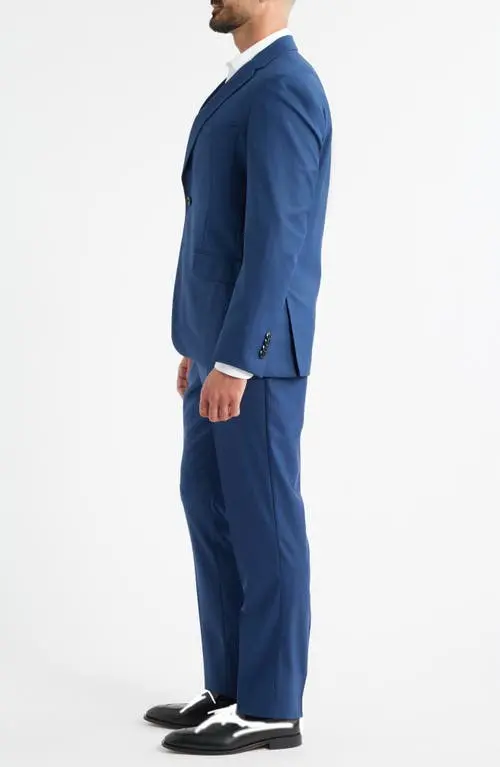 DANIEL HECHTER Modern Fit Medium Blue Textured Wool Blend Suit