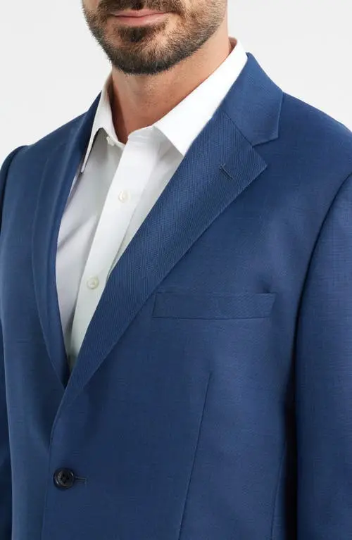 DANIEL HECHTER Modern Fit Medium Blue Textured Wool Blend Suit