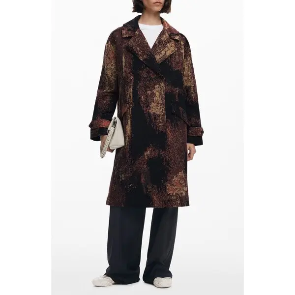 Desigual Marble Print Overcoat
