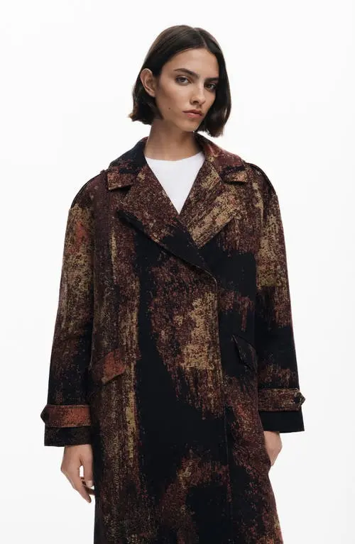 Desigual Marble Print Overcoat