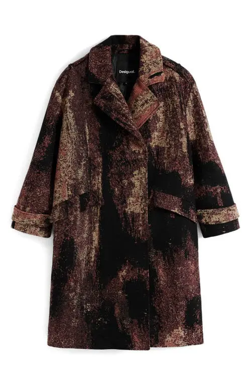Desigual Marble Print Overcoat