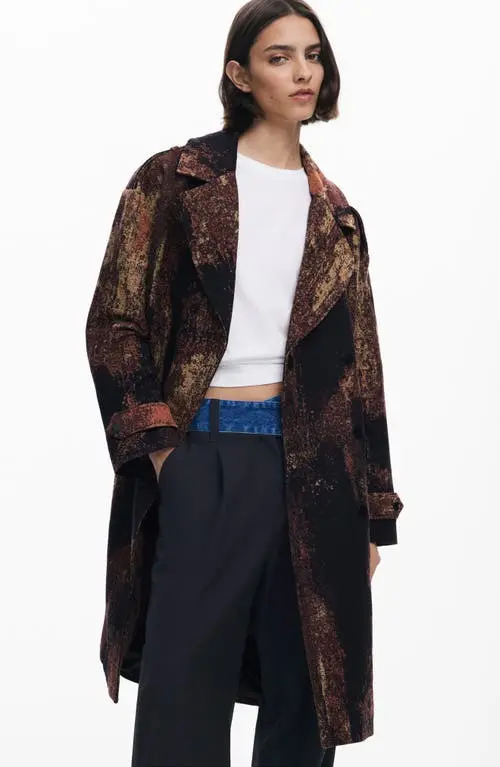 Desigual Marble Print Overcoat