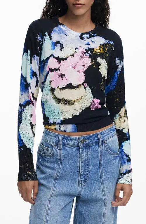 Desigual Abstract Printed Crewneck Sweater - Blue