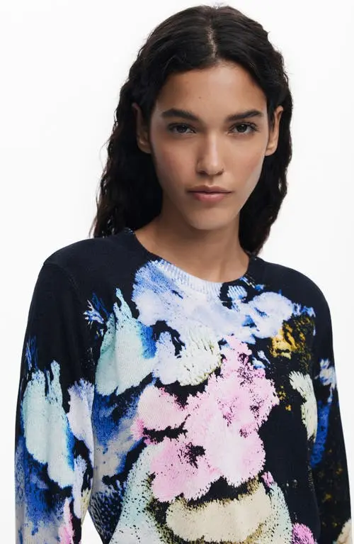 Desigual Abstract Printed Crewneck Sweater - Blue