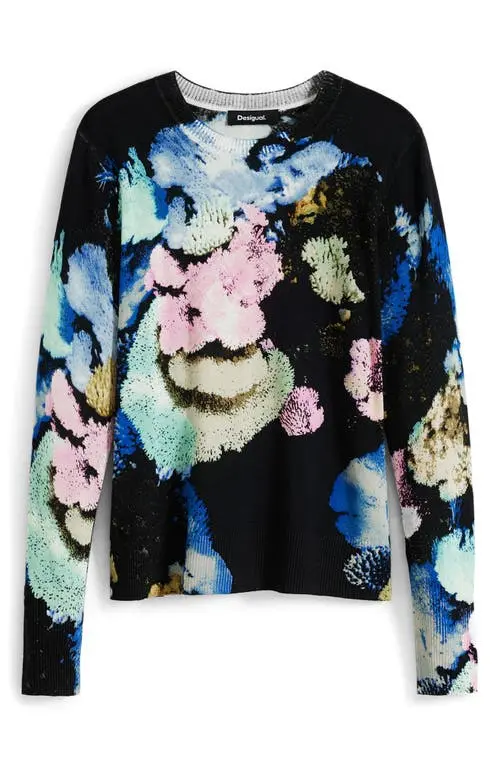 Desigual Abstract Printed Crewneck Sweater - Blue
