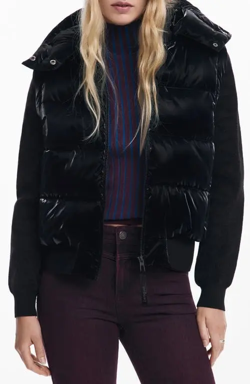 Desigual Convertible Quilted Puffer Jacket