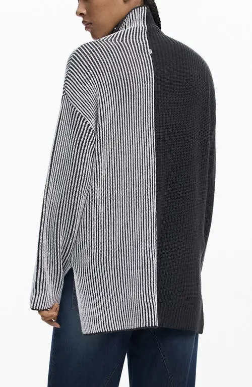 Desigual Color Block Turtleneck Sweater
