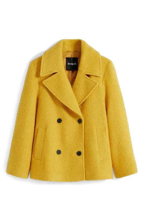 Desigual Double-breasted Coat - Yellow