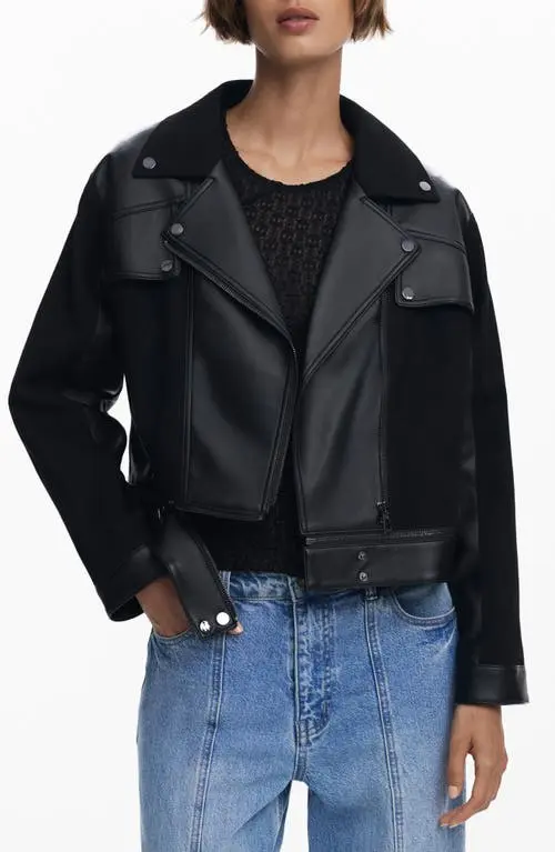 Desigual Faux Leather Moto Jacket - Black