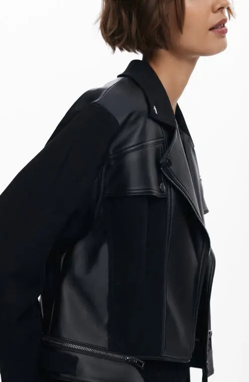 Desigual Faux Leather Moto Jacket - Black