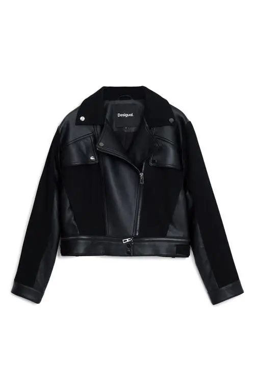 Desigual Faux Leather Moto Jacket - Black
