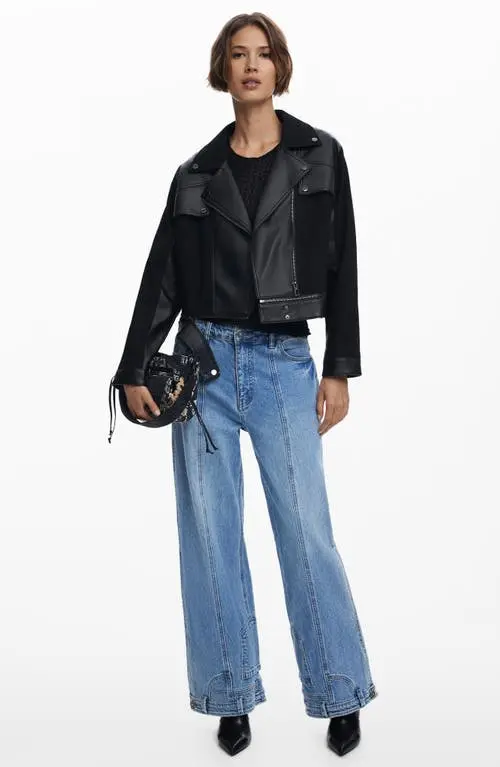 Desigual Faux Leather Moto Jacket - Black