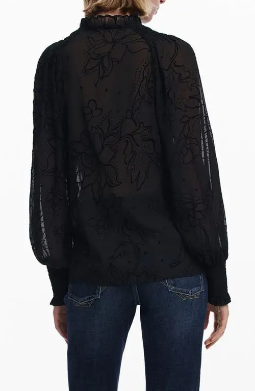 Desigual Floral Split Neck Popover Top