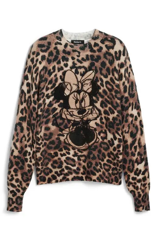 Desigual Minnie Mouse Leopard Print Sweater