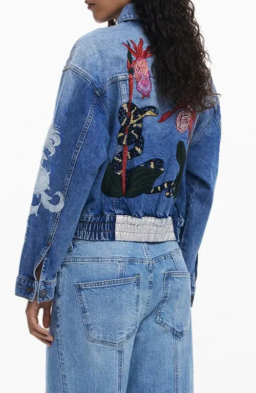 Desigual Embroidered Denim Trucker Jacket