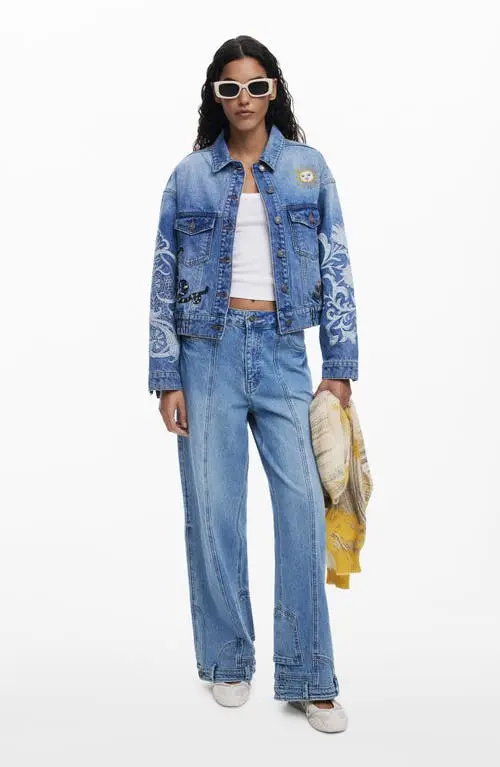 Desigual Embroidered Denim Trucker Jacket