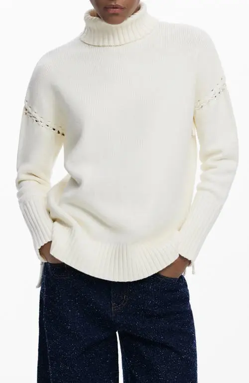 Desigual Laced Sleeve Turtleneck Sweater