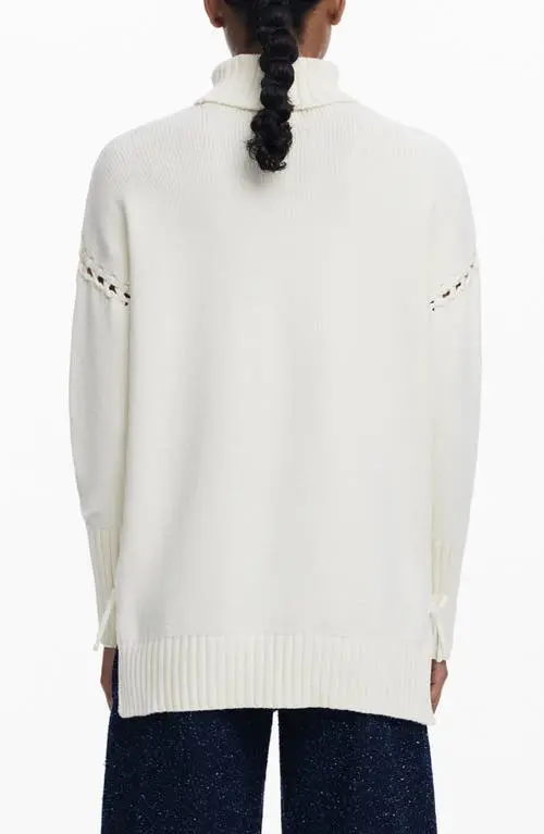 Desigual Laced Sleeve Turtleneck Sweater