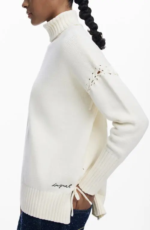 Desigual Laced Sleeve Turtleneck Sweater