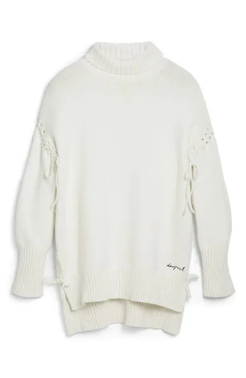 Desigual Laced Sleeve Turtleneck Sweater