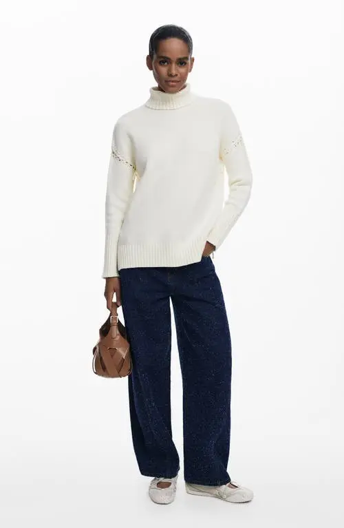 Desigual Laced Sleeve Turtleneck Sweater