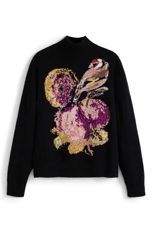 Desigual Embroidered Mock Neck Sweater
