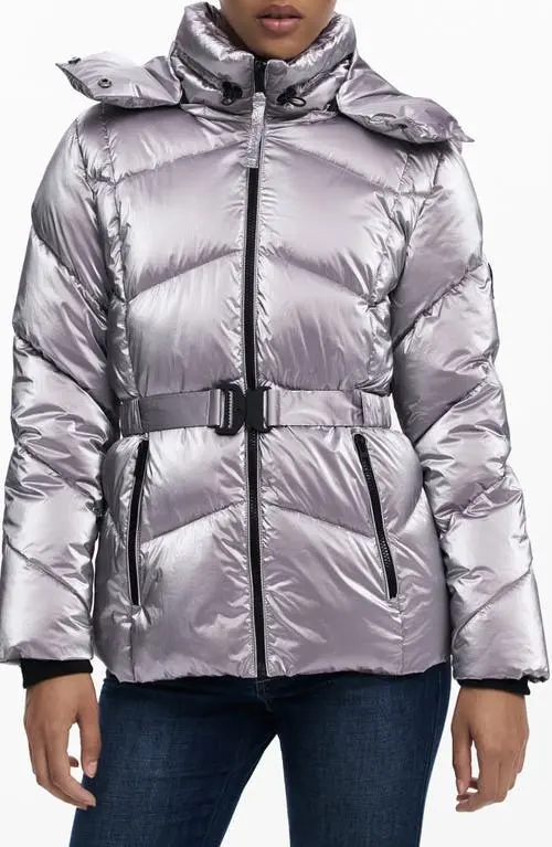Desigual Quilted Puffer Coat With Removable Hood - Pink
