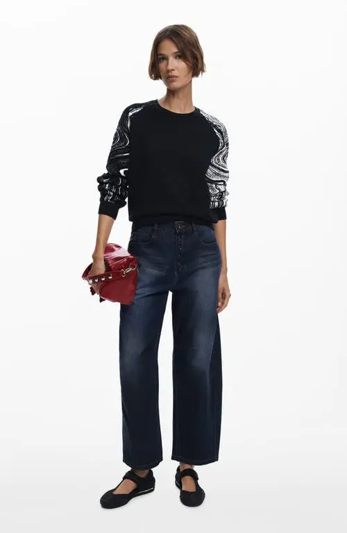 Desigual Swirl Raglan Sleeve Crewneck Pullover