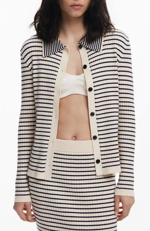 Desigual Thin Gauge Striped Cardigan - Beige