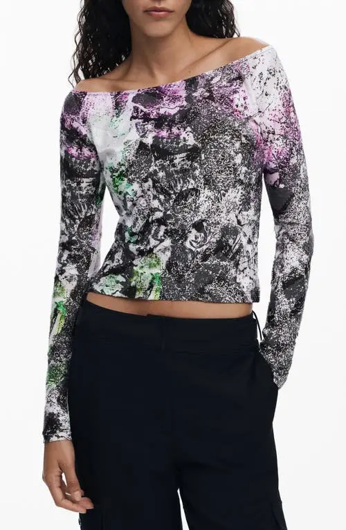 Desigual Abstract Print Ballet Neck T-shirt