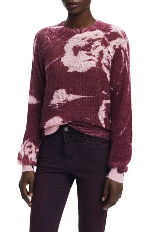 Desigual Abstract Print Crewneck Pullover - Red