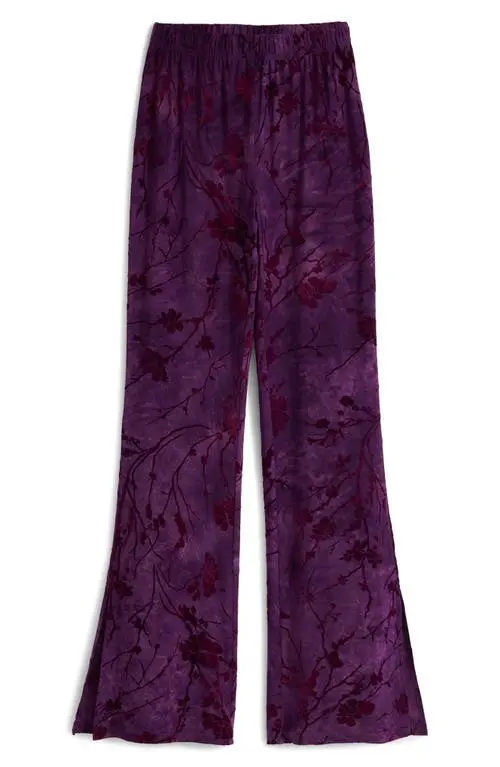 Desigual Floral Burnout Flare Pants - Medium Purple