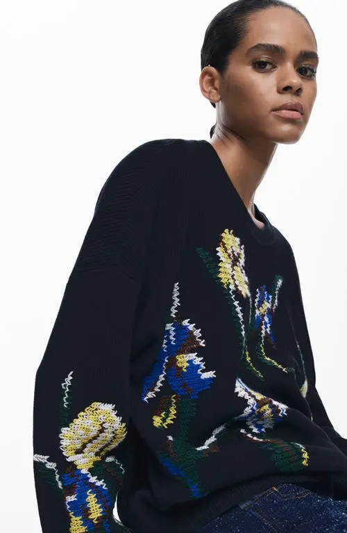 Desigual Floral Embroidered Sweater