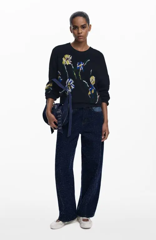 Desigual Floral Embroidered Sweater
