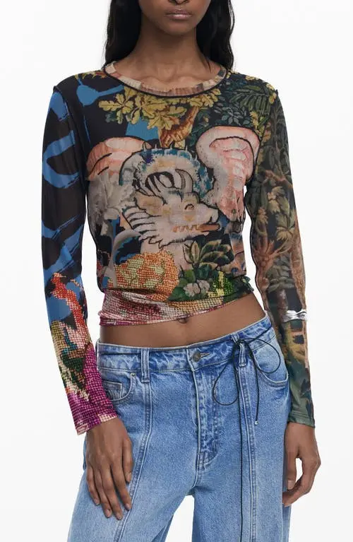 Desigual Long Sleeve Crop T-shirt