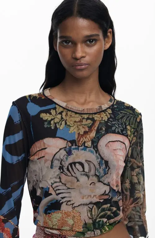 Desigual Long Sleeve Crop T-shirt
