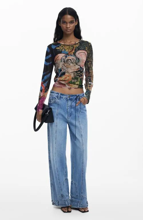 Desigual Long Sleeve Crop T-shirt