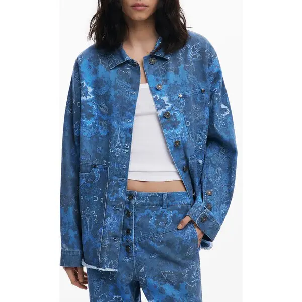 Desigual Floral Print Denim Jacket