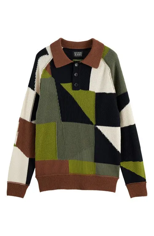 Scotch & Soda Patchwork Polo Sweater