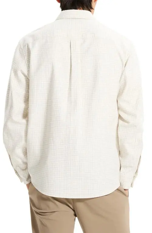 Theory Weekend Woods Check Cotton Button-up Shirt - Winter Ivory Multi