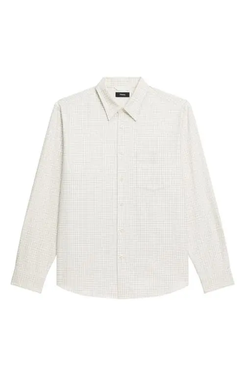 Theory Weekend Woods Check Cotton Button-up Shirt - Winter Ivory Multi