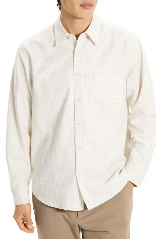 Theory Weekend Woods Check Cotton Button-up Shirt - Winter Ivory Multi