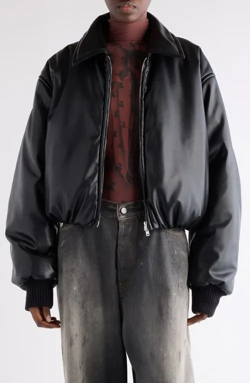 Acne Studios Onnea Faux Leather Bomber Jacket - Black
