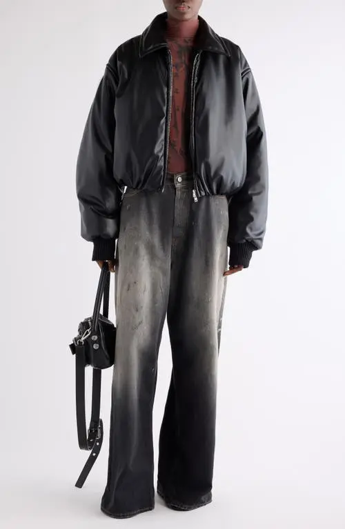 Acne Studios Onnea Faux Leather Bomber Jacket - Black