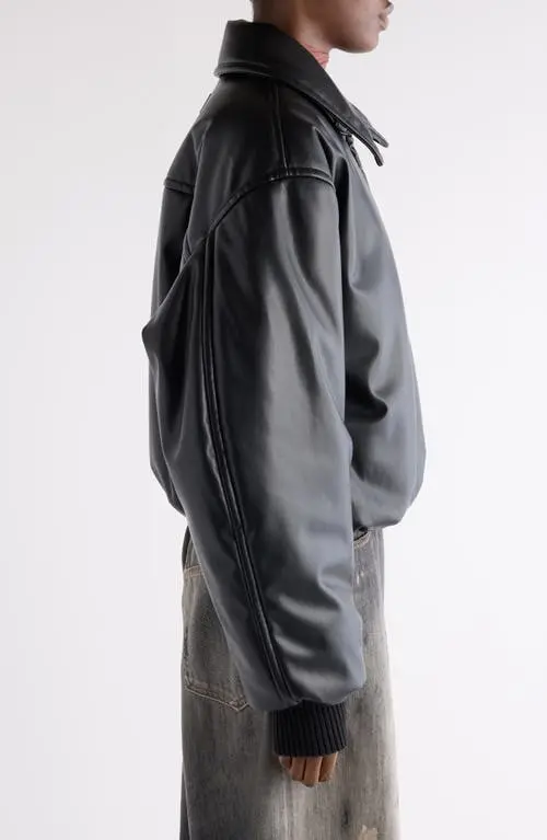 Acne Studios Onnea Faux Leather Bomber Jacket - Black