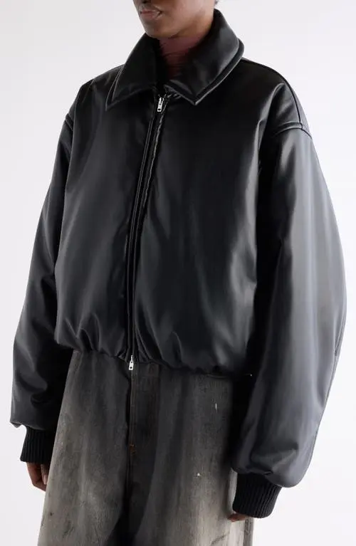 Acne Studios Onnea Faux Leather Bomber Jacket - Black
